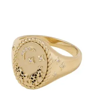 YVONNE LÉON La Savane 9-Karat Gold, Diamond, And Enamel Signet Ring