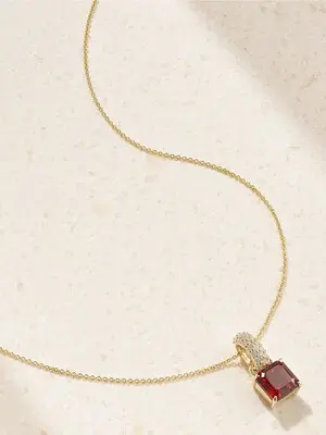 STONE AND STRAND 10-karat Garnet And Diamond Necklace - Gold