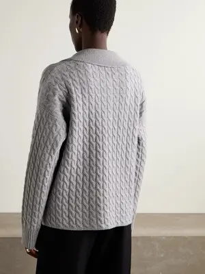AMI Paris Cable-knit Wool And Cashmere-blend Sweater