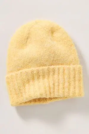 Anthropologie Ribbed Knit Beanie Yellow