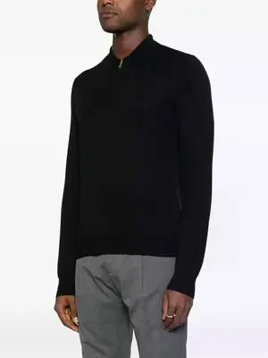 GRAN SASSO Half-zip Wool Sweater - Black