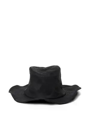 Yohji Yamamoto Calf Leather Ten Gallon Hat - Black