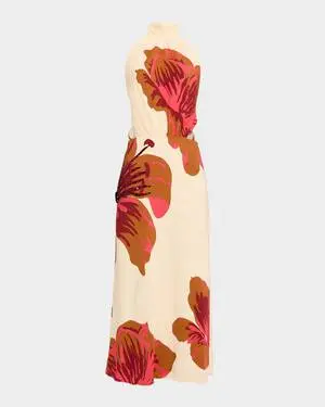 Johanna Ortiz Floral Halter Maxi Dress - Whtpat