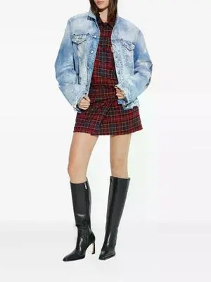 Off-White Checked Shirt Dress