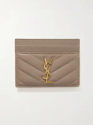 Saint Laurent Cassandre Matelassé Leather Cardholder Gray