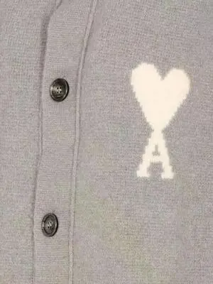 Ami Embroidered Logo Button Cardigan