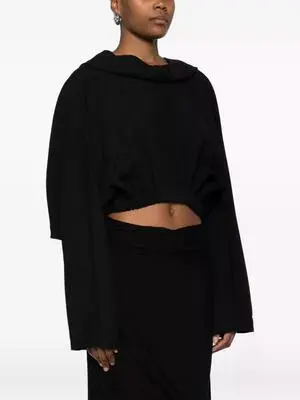 Rick Owens Cropped Hoodie - Black
