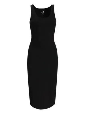 Armani Exchange Ribbed Midi Dress - Black