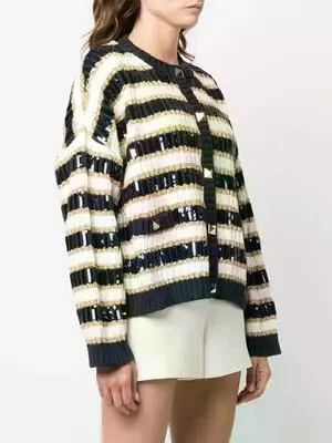 Valentino Garavani Rockstud Sequin Striped Cardigan