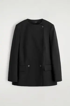 Cos Structured Collarless Wool Blazer