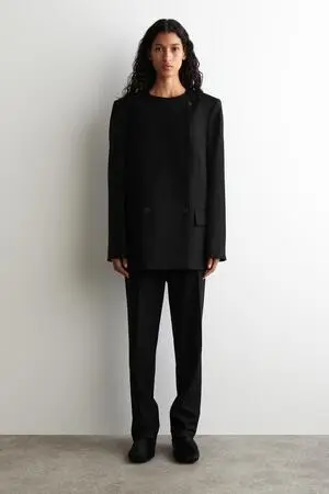 Cos Structured Collarless Wool Blazer