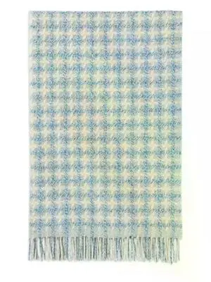 Johnstons Of Elgin Checked Fringed Blanket - Blue
