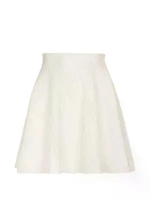 Balmain Flared Crocodile-knit Skirt - Neutrals