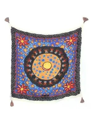 ANNTIAN Star-print Embroidered Scarf - Blue