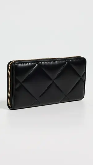 Tory Burch Kira Diamond Quilt Zip Continental Wallet - Black