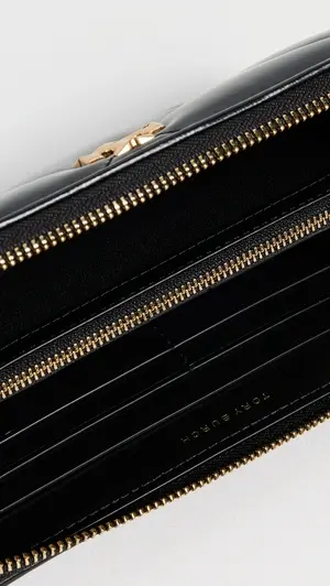 Tory Burch Kira Diamond Quilt Zip Continental Wallet - Black