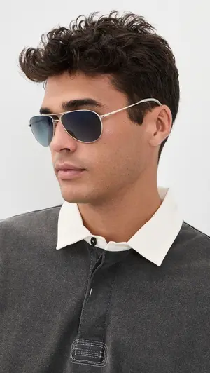 Oliver Spencer Benedict Aviator Sunglasses - Silver