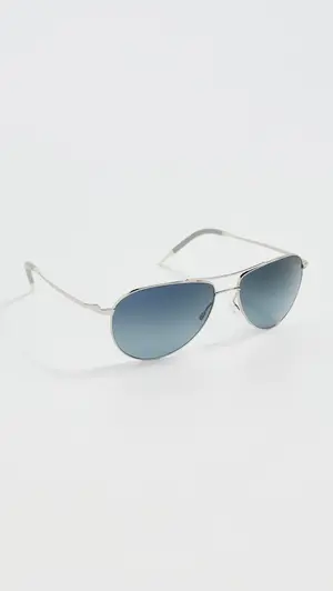 Oliver Spencer Benedict Aviator Sunglasses - Silver