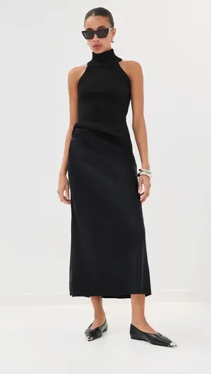 LISA YANG Freya Cashmere Turtle Neck Sleeveless Tank - Black