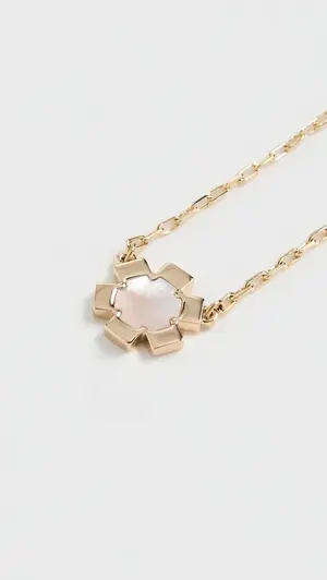 Tory Burch Forget Me Not Mother-of-pearl Pendant Necklace