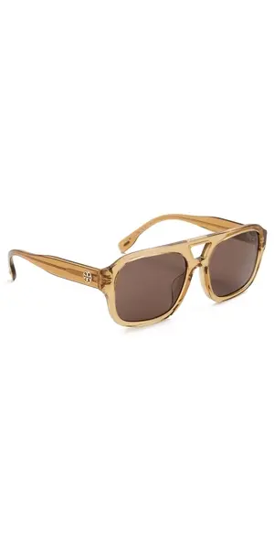 Tory Burch Aviator Sunglasses - Transparent Yellow Brown
