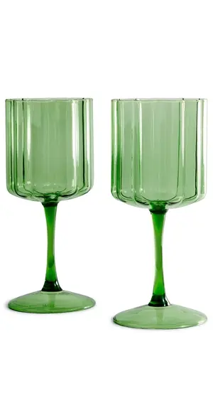 FAZEEK Wine Glasses Set Of 2 - Green
