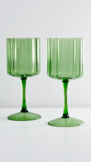 FAZEEK Wine Glasses Set Of 2 - Green