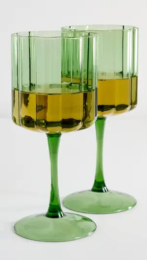 FAZEEK Wine Glasses Set Of 2 - Green