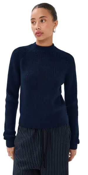 Tibi Cardigan Stitch Wool Shrunken Crewneck