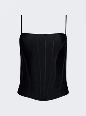 MUGLER Boned Stretch Top - Black