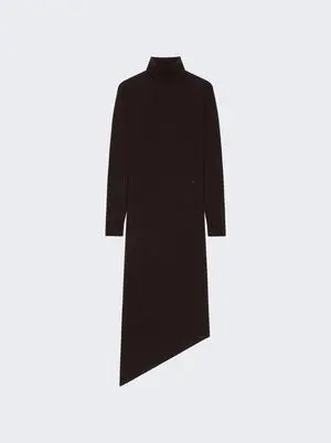 COURRÃ¨GES One-shoulder Wool Midi Dress - Brown