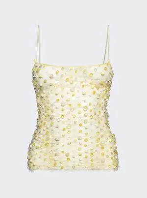 ROBERTA EINER Beaded Fishnet Top - Yellow