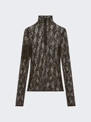 COURREGES Lace Mockneck Top - Black