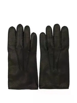 RESTELLI Button Leather Gloves - Black