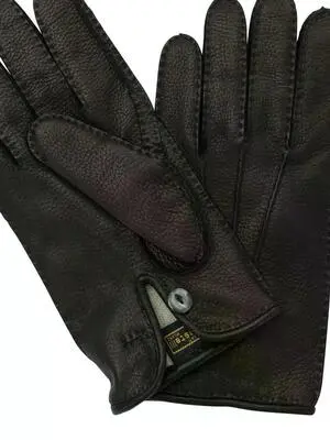 RESTELLI Button Leather Gloves - Black