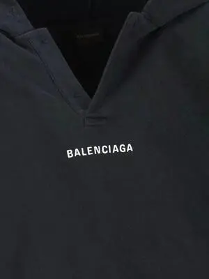 Balenciaga Logo-detail Cotton Hoodie - Black