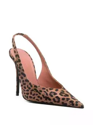 Amina Muaddi 105mm Leather Heeled Pumps - Leopard