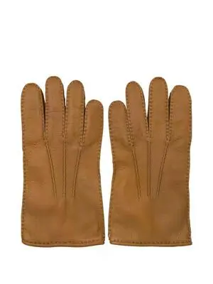 RESTELLI Stitched Leather Gloves - Brown
