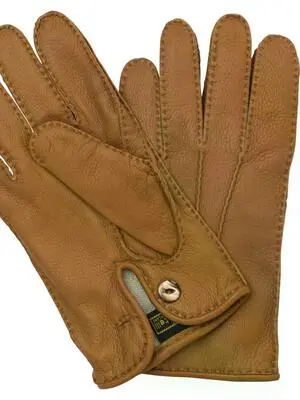 RESTELLI Stitched Leather Gloves - Brown
