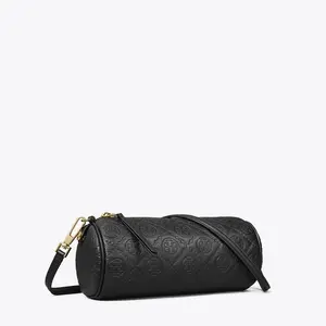 Tory Burch T Monogram Pebbled Cylinder Bag - Black