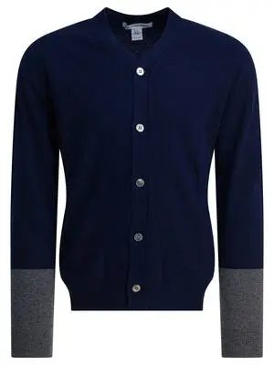 Comme Des Garçons V-Neck Wool Cardigan - Blue