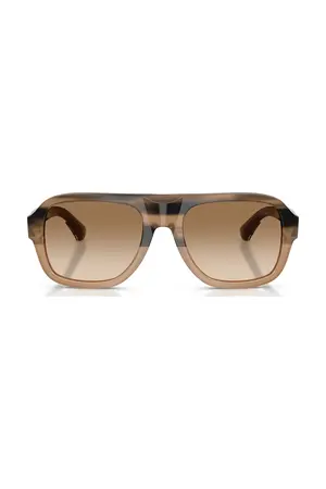 Burberry Striped Beige Pilot Sunglasses