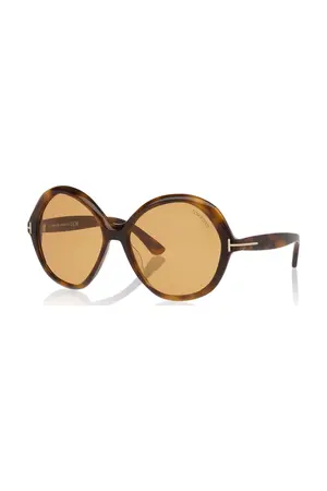 TOM FORD Tortoise Round Frame Sunglasses - Yellow