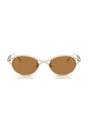 Tory Burch Oval Sunglasses With Adjustable Nose Pads - Gold