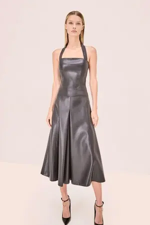 Alexis Imena Halter-neck Midi Dress - Black