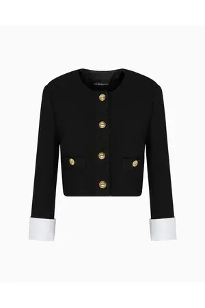 Emporio Armani Single-breasted Jacket In Virgin Wool Blend - Black