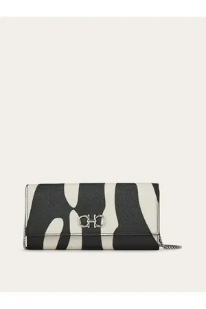 FERRAGAMO Gancini Wallet With Chain - Black