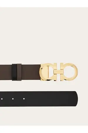 FERRAGAMO Reversible And Adjustable Gancini Belt - Black