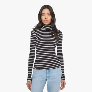 MOTHER Long Sleeve Hickey Striped Turtleneck