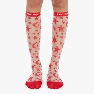 MOTHER The Ra Stargazer Knee-high Socks - White